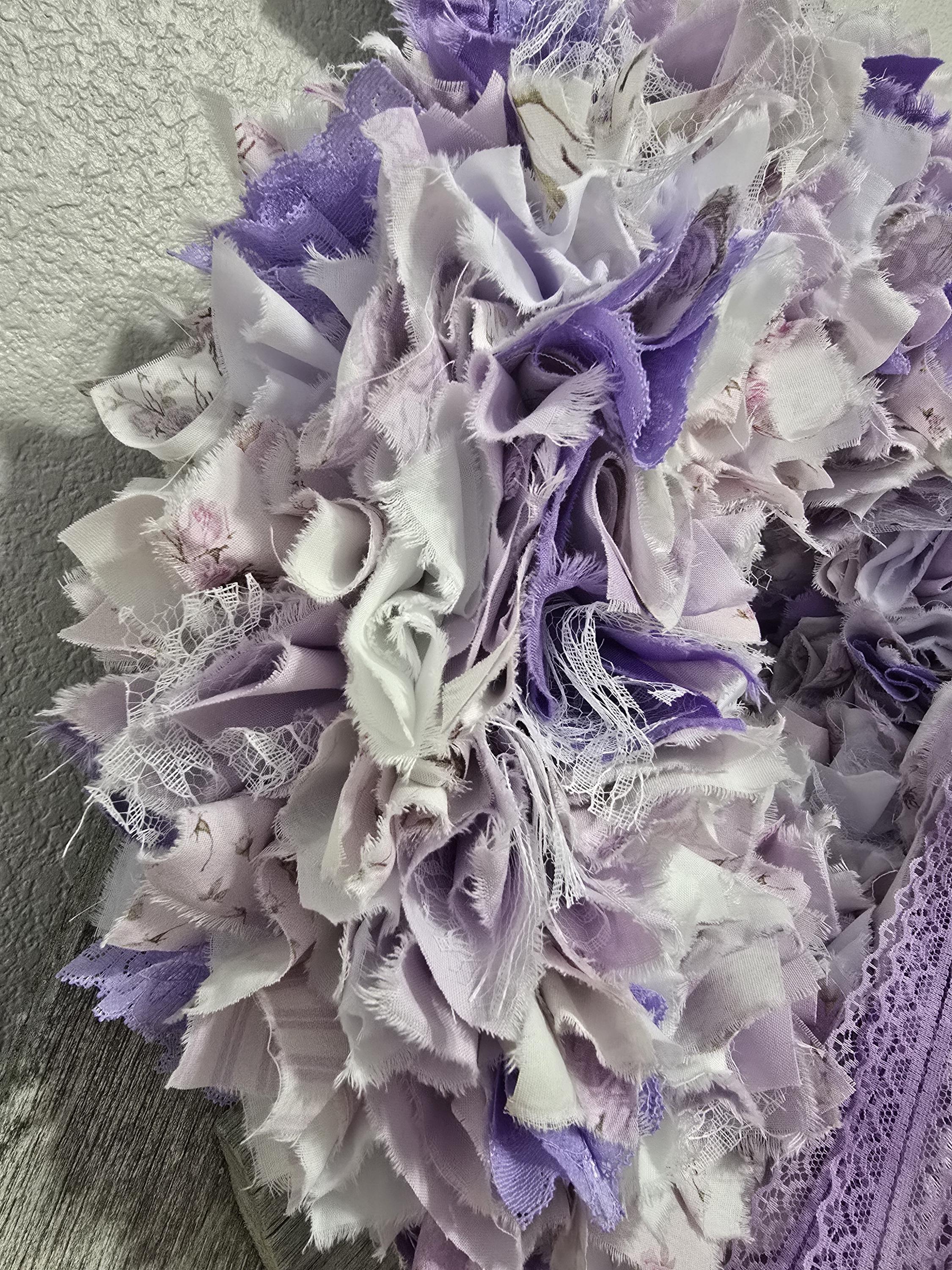 Lavender Shabby Chic Rag Wreath With Lace & Pearl Bow - Etsy