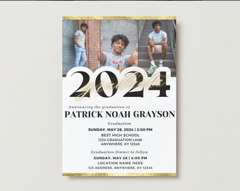 2024 Graduation Party Invitation Template, Editable in Canva, Classic ...