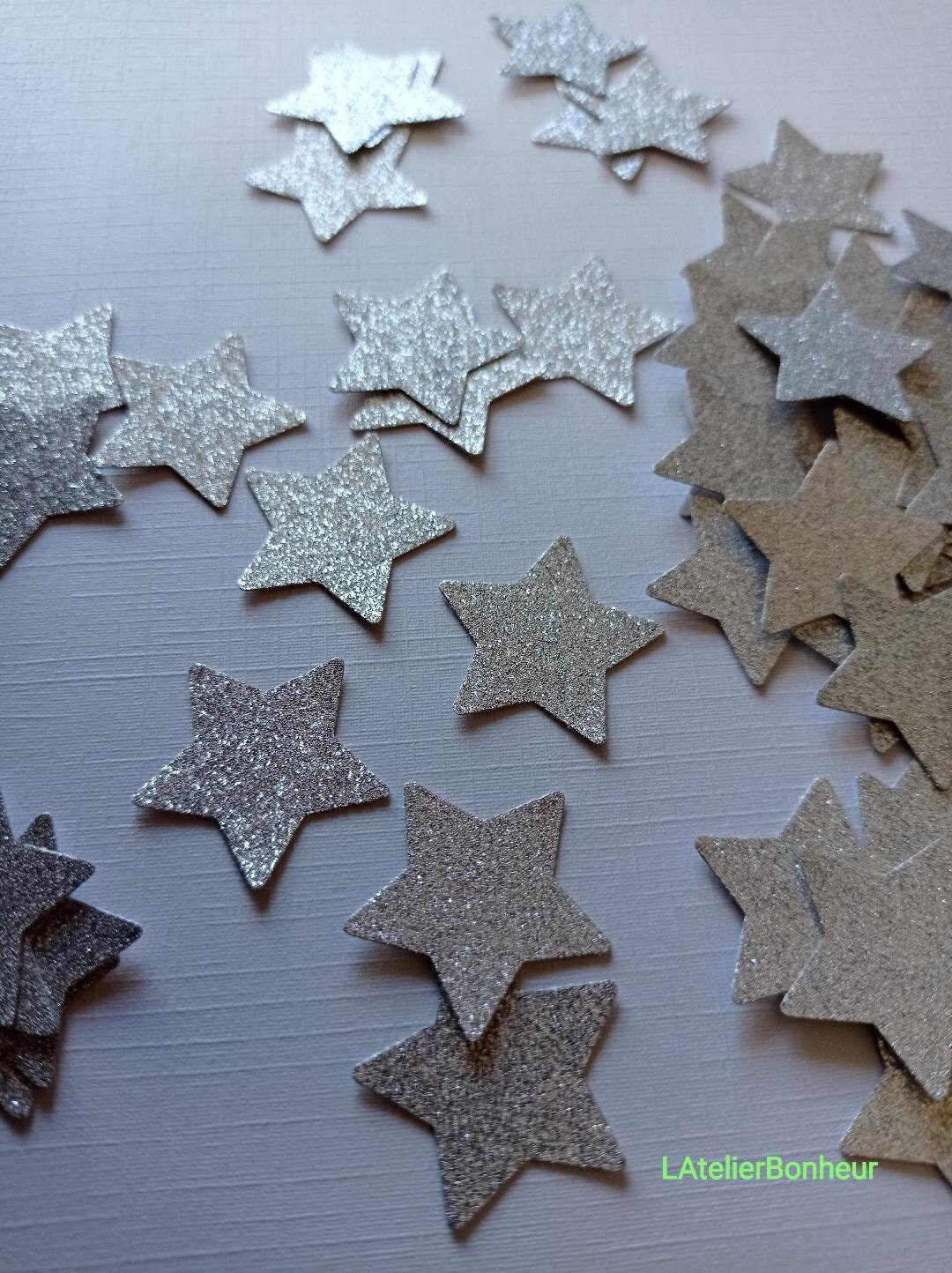 Glittery Silver Star Cutouts - Set of 50 Stars - (ref. LT14) - Etsy