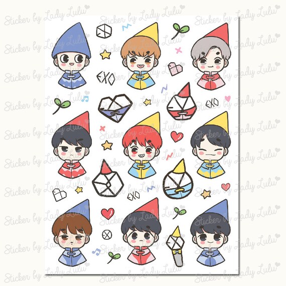 Kpop EXO sticker sheet | Etsy