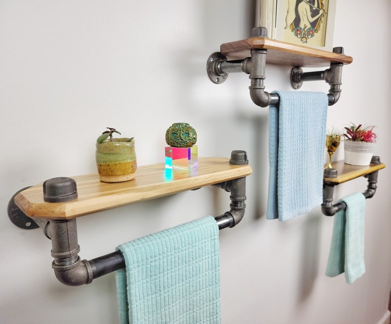 Poplar and Black Iron Pipe Shelves, Rustic Farmhouse, Wall Decor ...