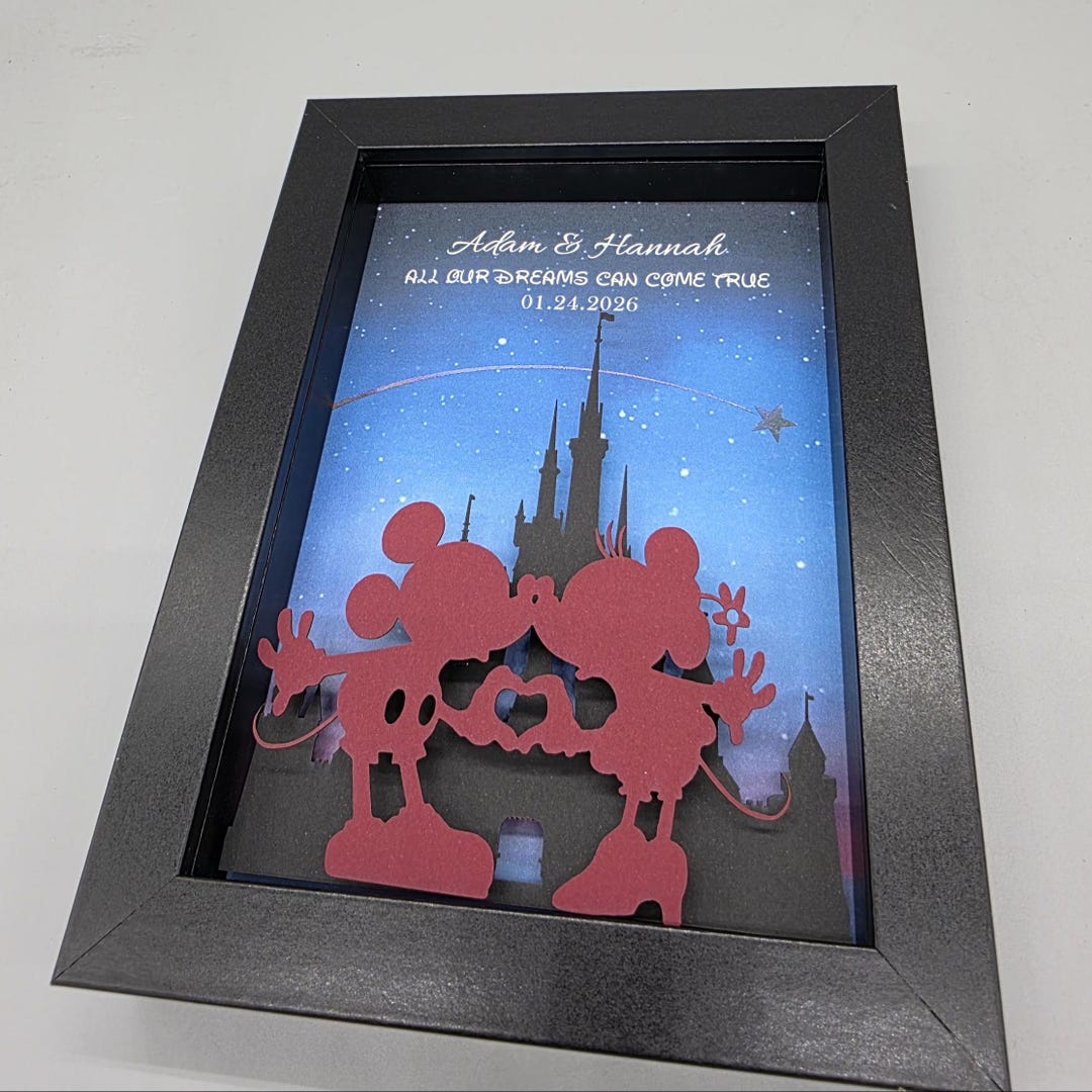 Mickey and Minnie Disney Castle Shadow Box | Bridal Shower | Wedding ...
