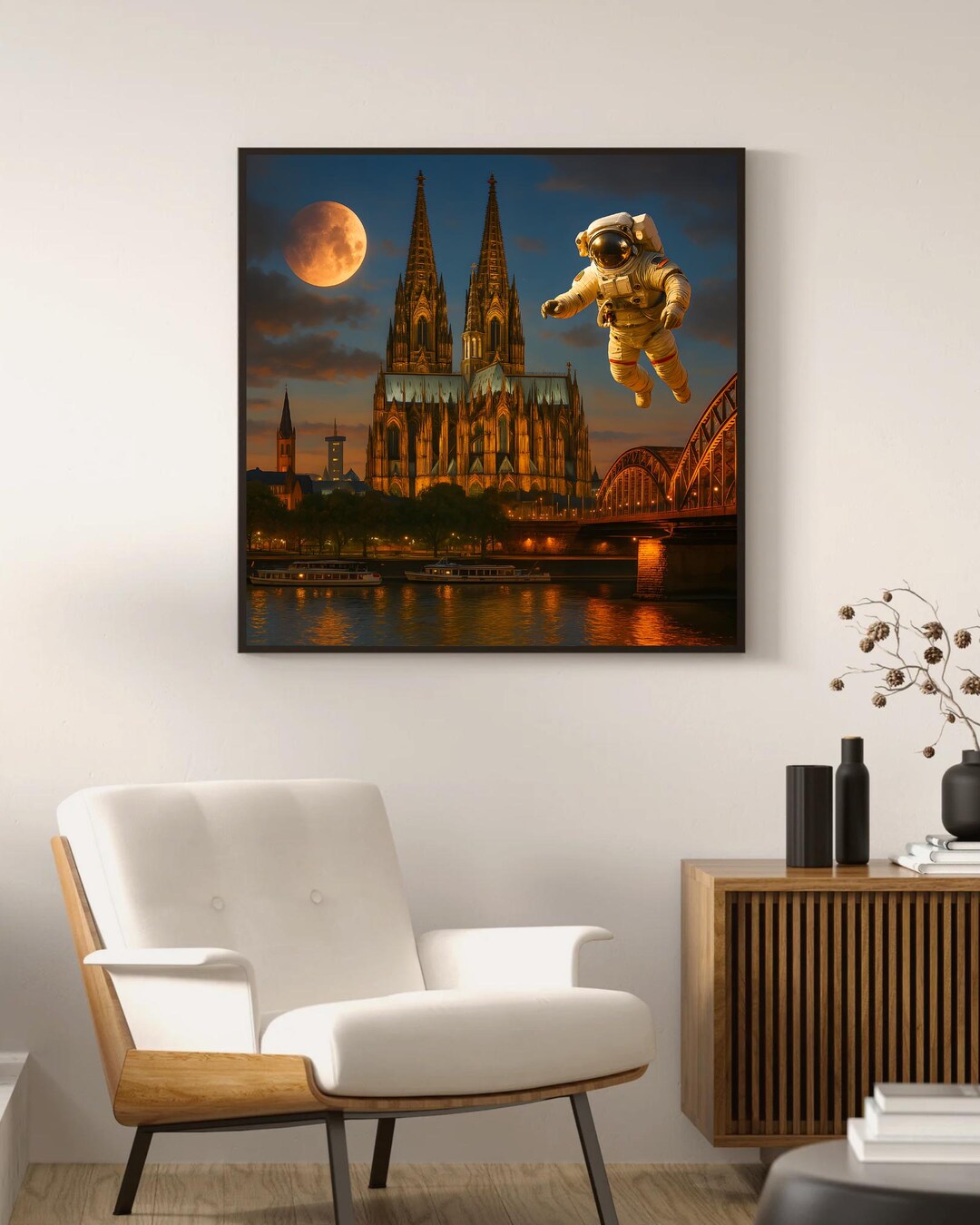 Cologne Full Moon Cathedral Astronaut - Etsy