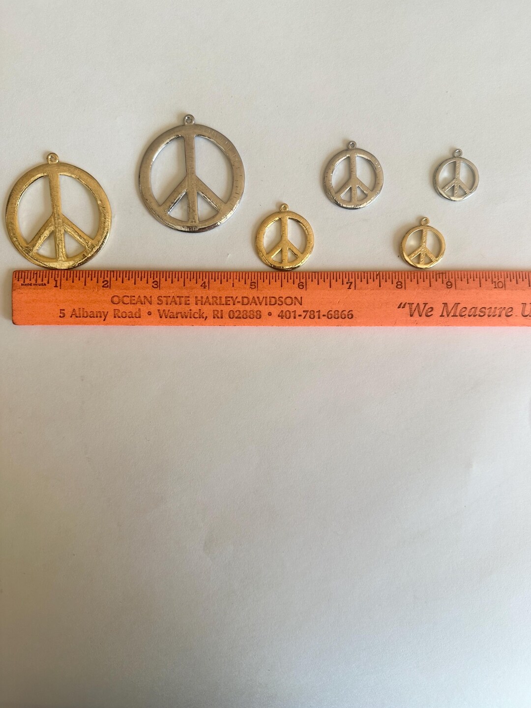 Peace Sign Charms Lengths and Colors Vary Lot of 6 Pieces Made in USA ...