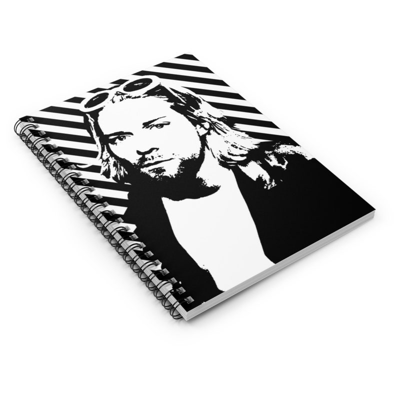 Kurt Cobain Nirvana Black and White Spiral Notebook Ruled Line - Etsy