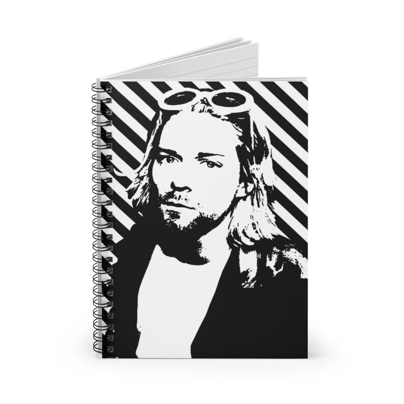 Kurt Cobain Nirvana Black and White Spiral Notebook Ruled Line - Etsy
