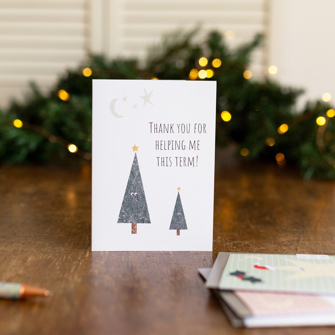 Thank You Teacher Christmas Tree Card - Etsy