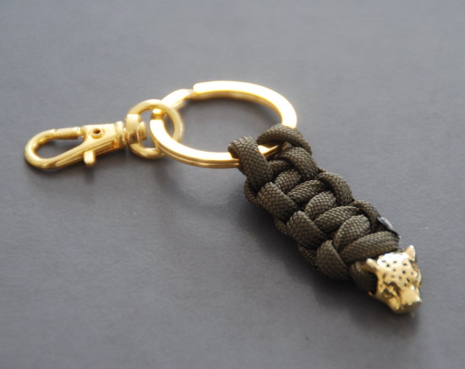 Pick Your Colour Gold Gold Panther Keychain Knotted Keychain - Etsy