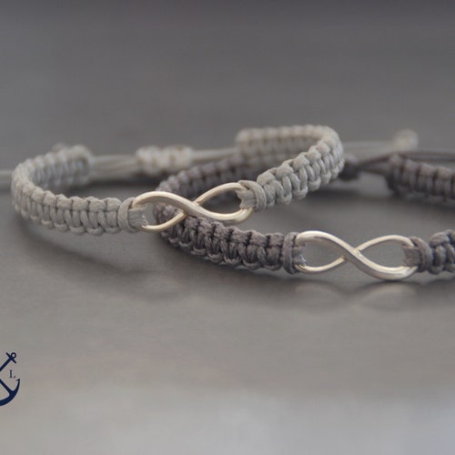 Couple Bracelets Infinity Macrame Bracelets Set of 2 Waxed - Etsy