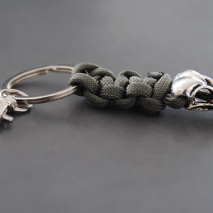 Pick Your Colour Silver Bird Skull Keychain Knotted Keychain Dark GREY ...