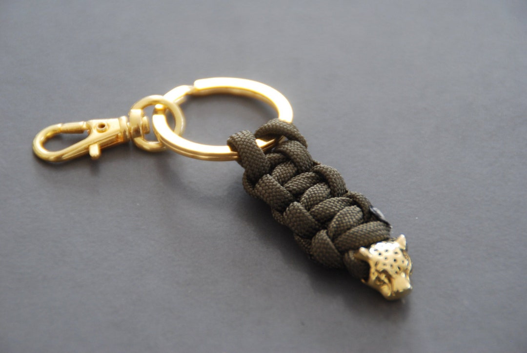 Pick Your Colour Gold Gold Panther Keychain Knotted Keychain Khaki ...