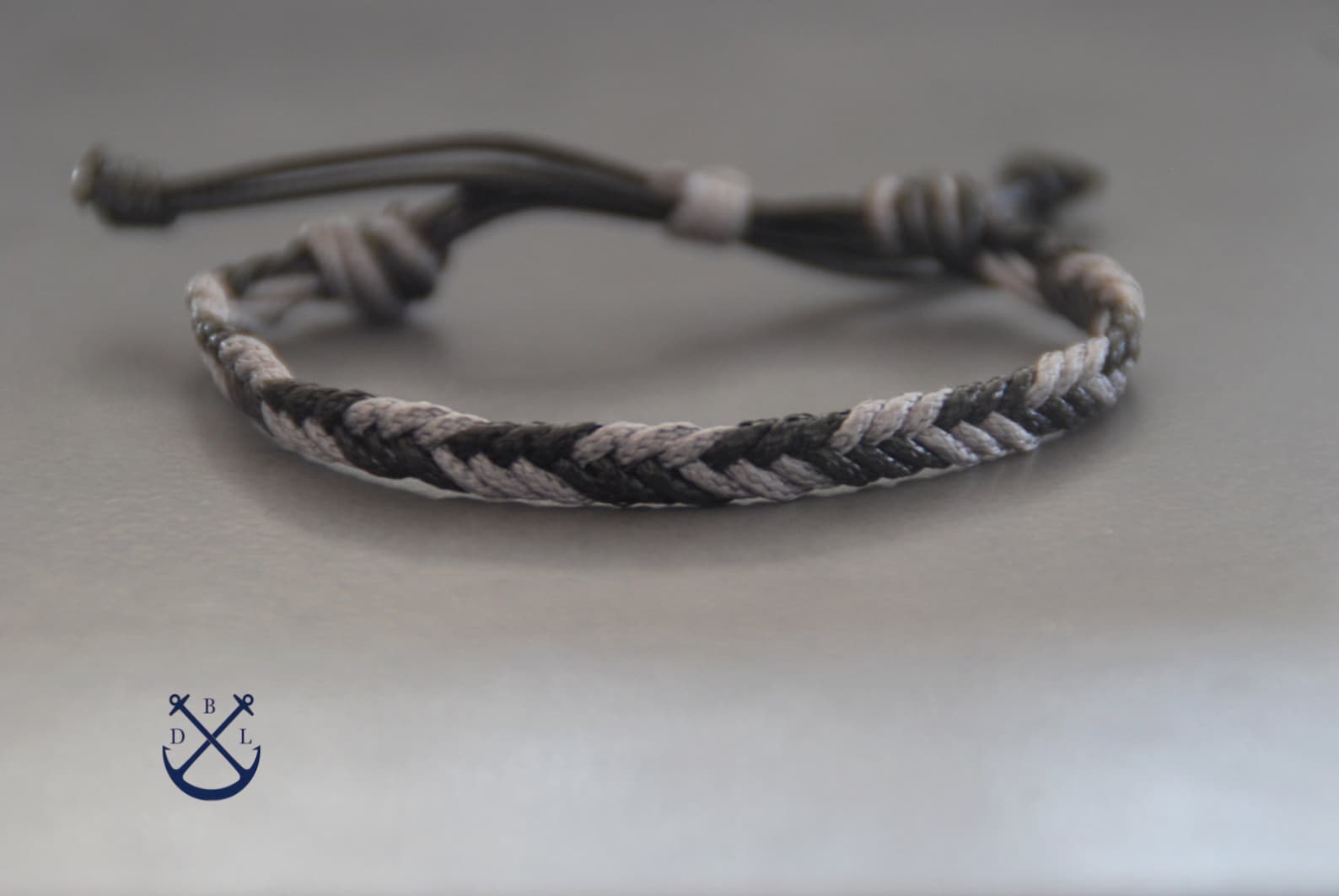 Black and Grey Fishtail Anklet / Bracelet Macrame Knotted Bracelet ...
