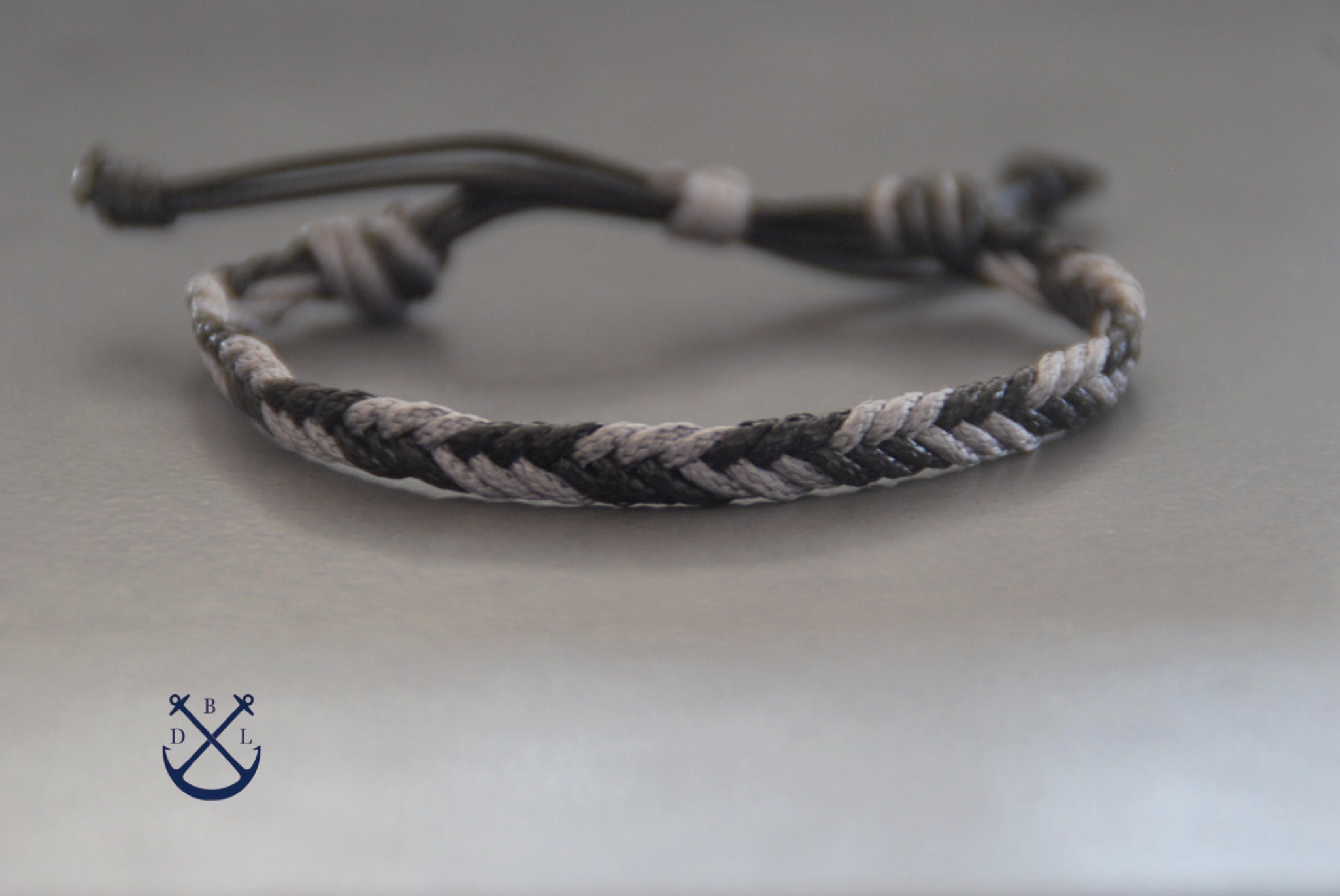Black and Grey Fishtail Anklet / Bracelet Macrame Knotted Bracelet ...