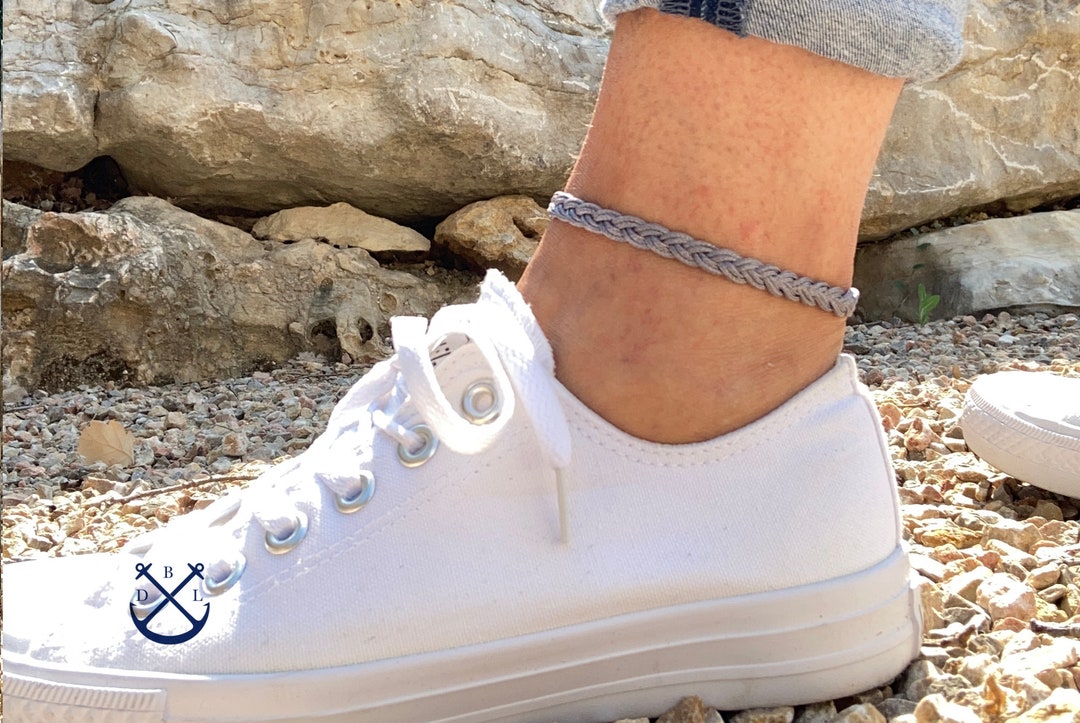 Braided Anklet - Waxed Cord Ankle Bracelets- His Her Cotton Anklets ...