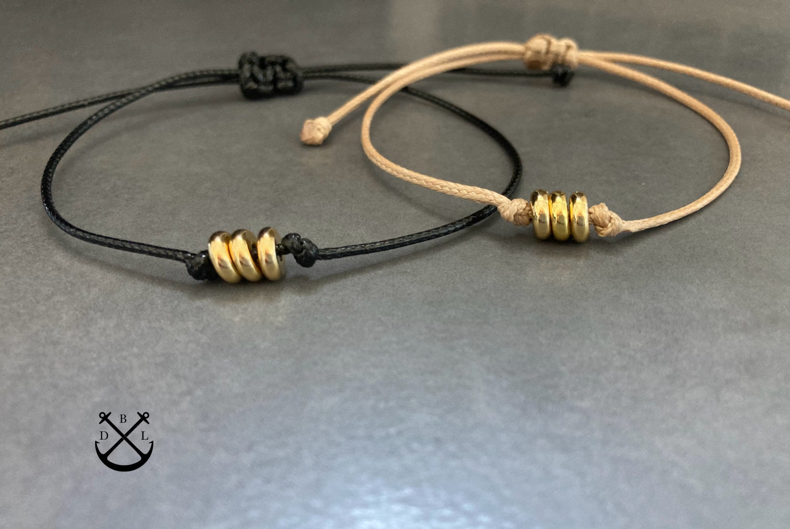Set of 2 Couples Gold Disc Bracelets Dainty Matching Bracelets His and ...