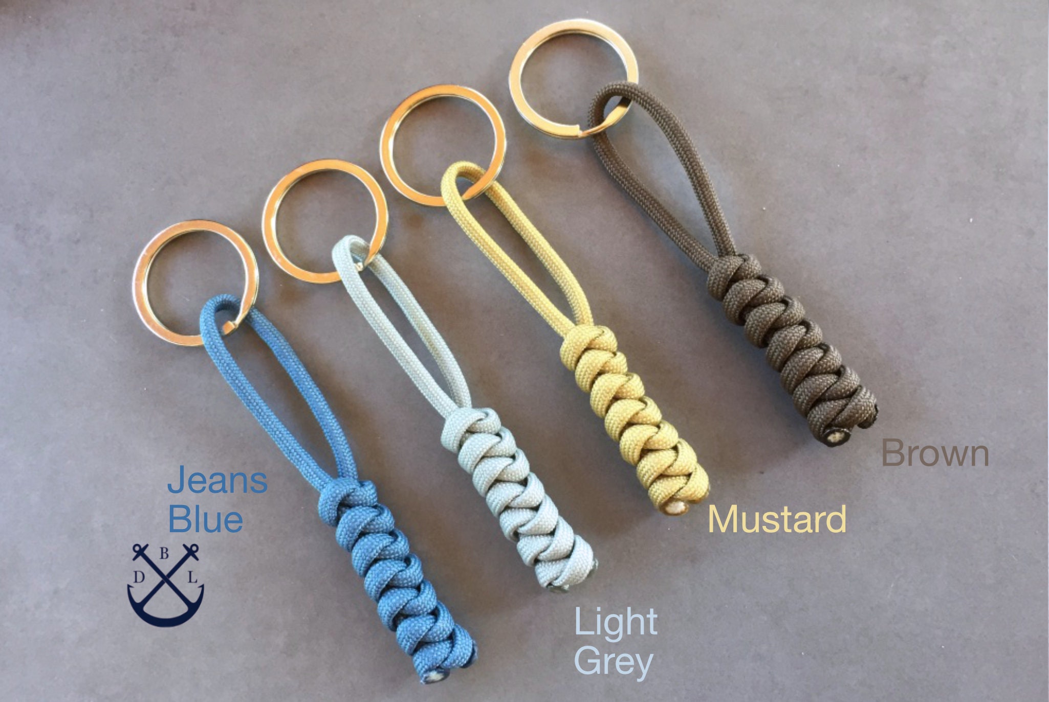 Pick your Colour Minimalistic Knotted Keychain SILVER | Etsy