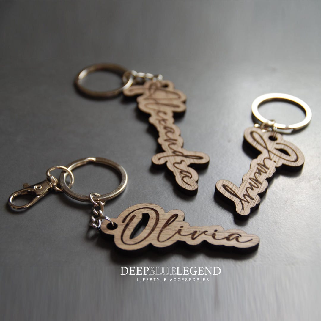 Personalized Name Keychain: Custom Walnut Wood Keyring - Etsy