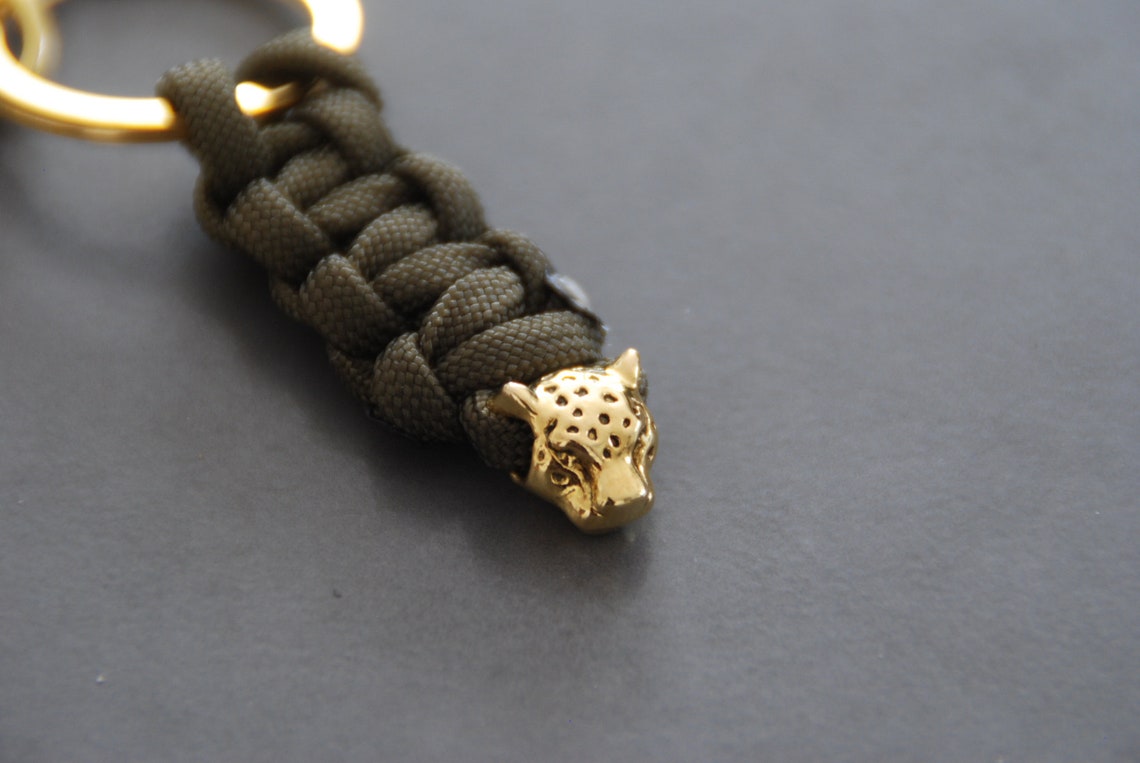 Pick Your Colour Gold Gold Panther Keychain Knotted Keychain Khaki ...