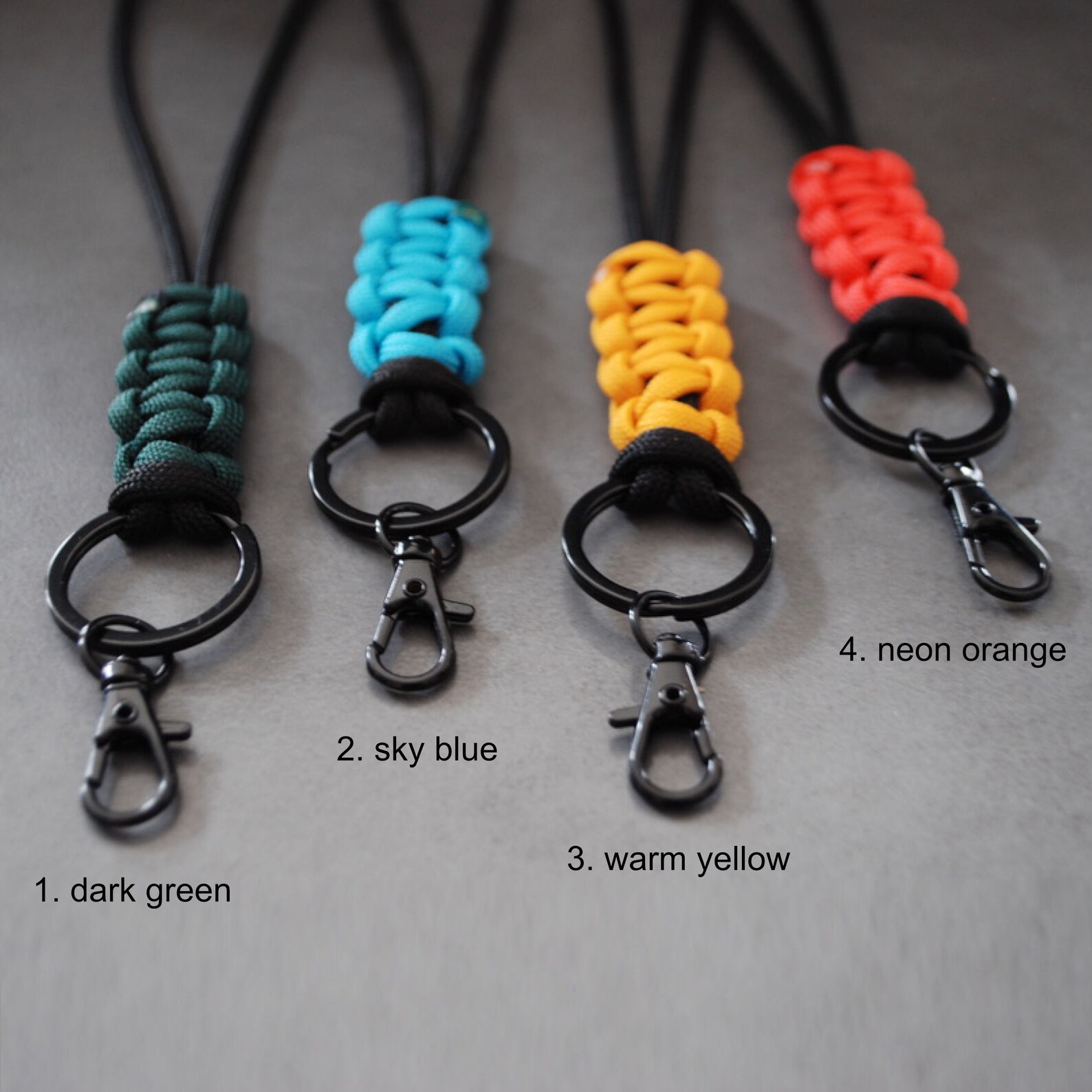 Black Lanyard Paracord Keychain Custom Badge Holder Keychain Rope ...