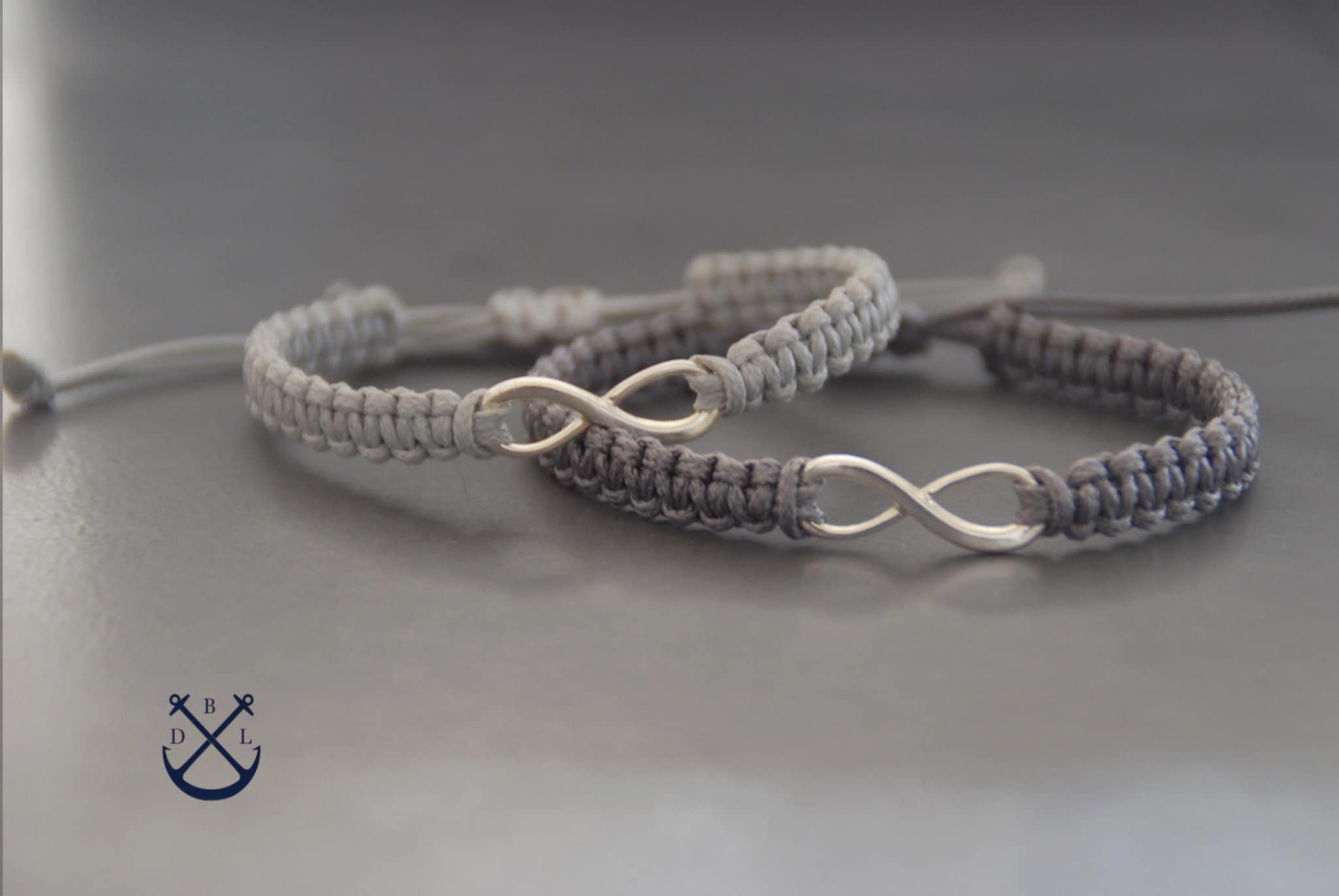 Couple Bracelets Infinity Macrame Bracelets Set of 2 Waxed - Etsy