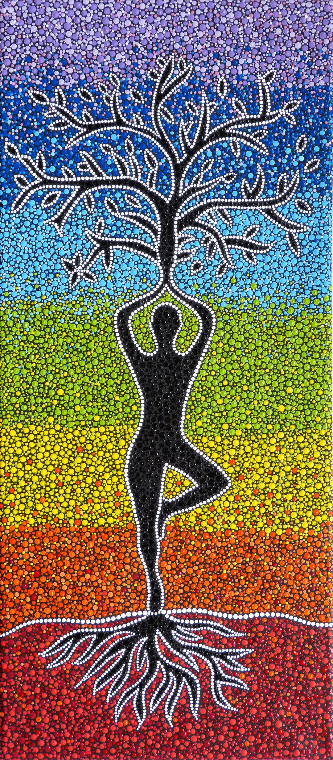 Yoga Tree Pose Hand Painted Original Dot Art Tree of Life Painting ...