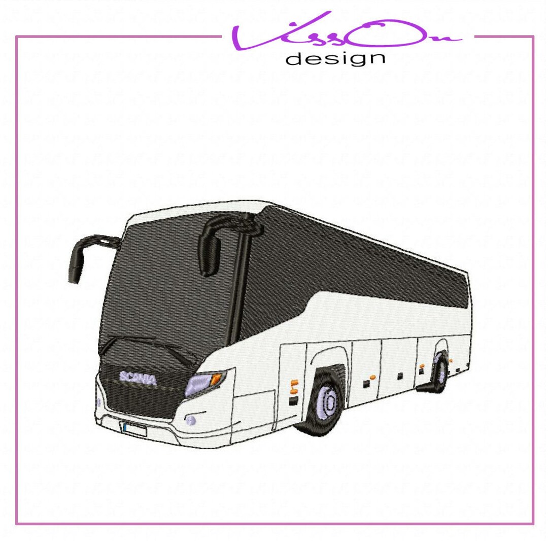 Bus Embroidery Design - Etsy