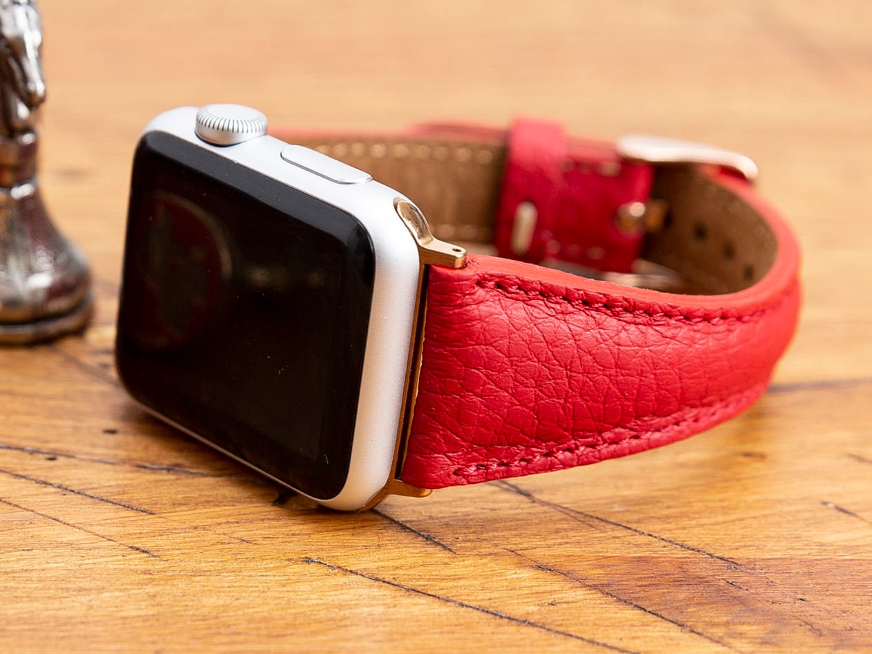 Red Leather Apple Watch Band - Etsy