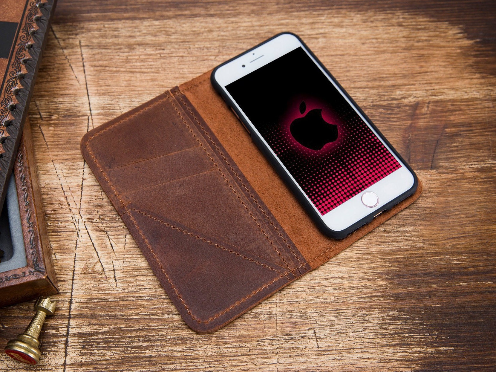 IPhone 7/8 CaseBrown Leather iPhone 7 Case iPhone 7 Wallet | Etsy