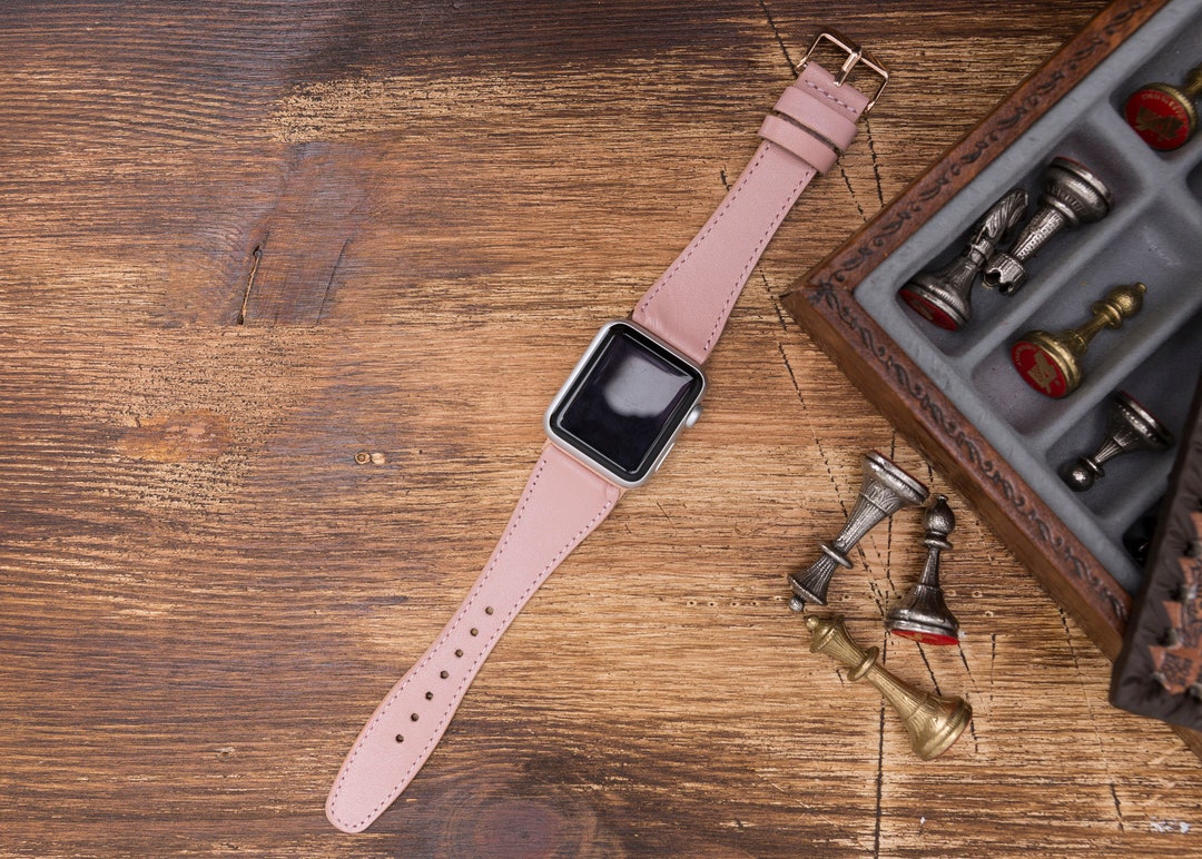 Pink Leather Apple Watch Band 7/se/6/5/4/3/2/1/38mm,40mm,41mm,42mm,44mm ...