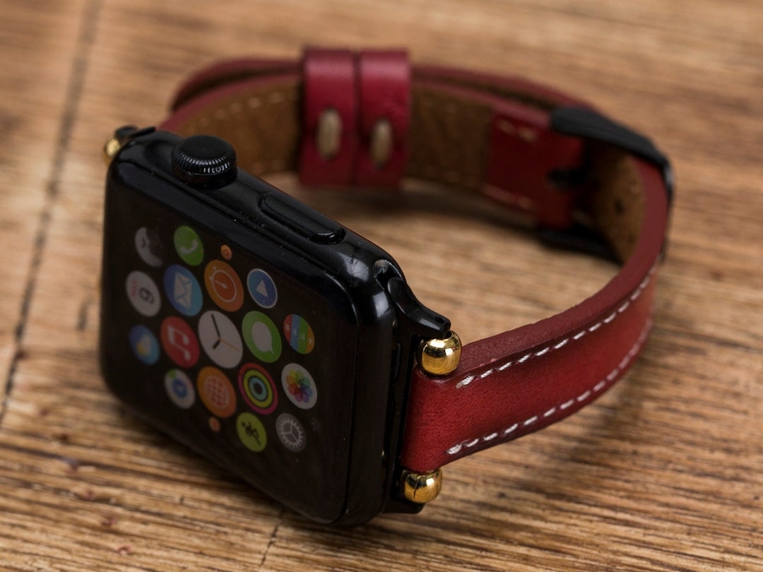 Red Leather Apple Watch Band Ultra/8/7/se/6/5/4/3/2/1/38mm,40mm,41mm ...