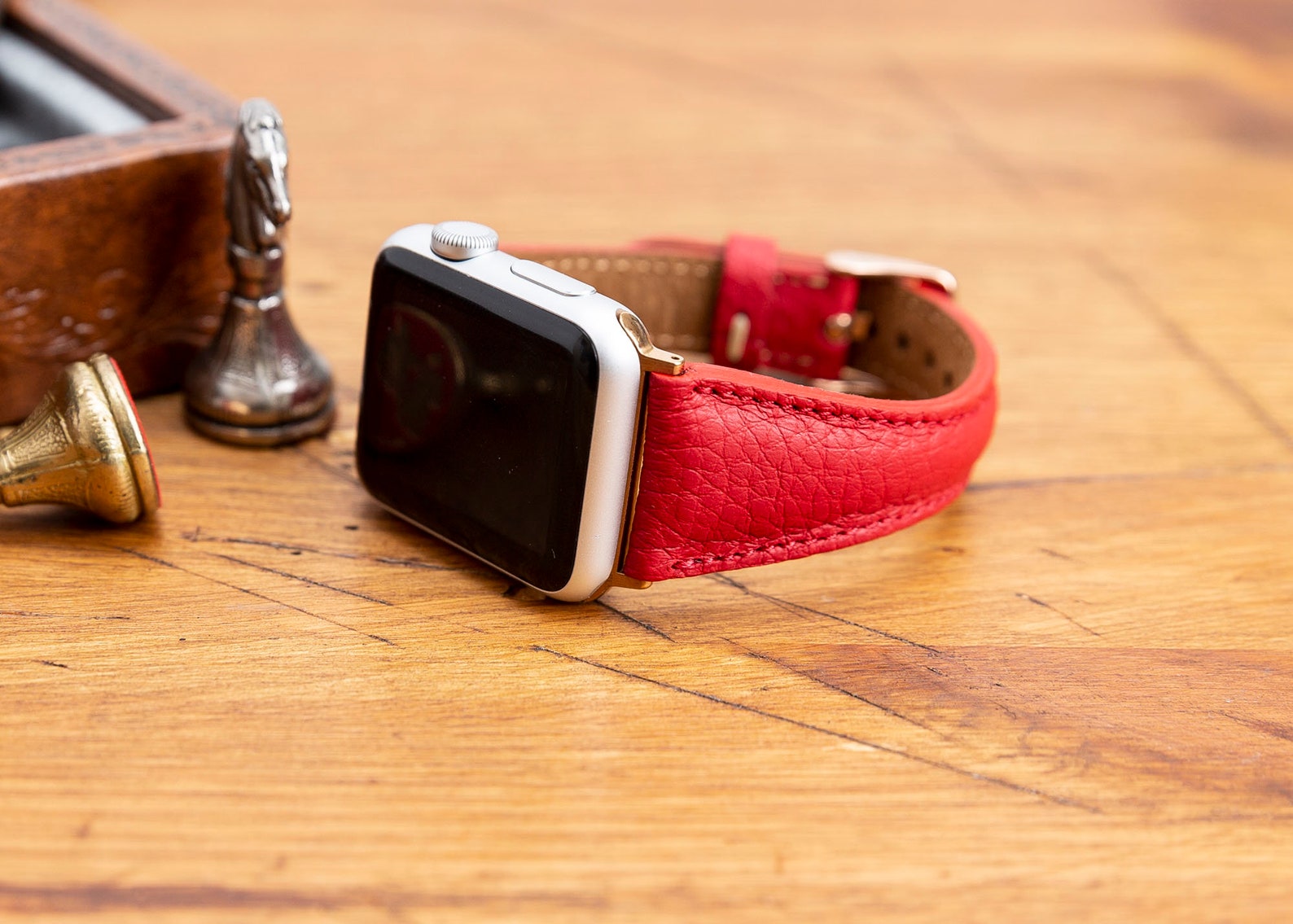 Red Leather Apple Watch Band - Etsy