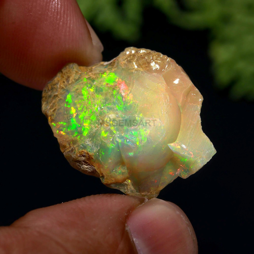 11.60 CT Natural Fire Raw Opal Ethiopian Gem, Uncut Opal Raw Stone Chunk, Loose Opal Rough, AAA ...