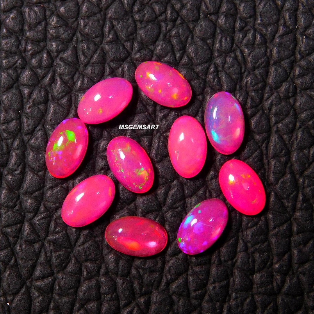 Hot Pink Fire Opal Cabochons – Oval Shape – Neon Pink Opals – Jewelry ...