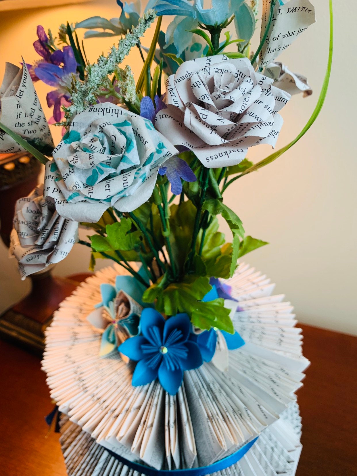 Flower Vase Folded Book Art Sculpture | Etsy