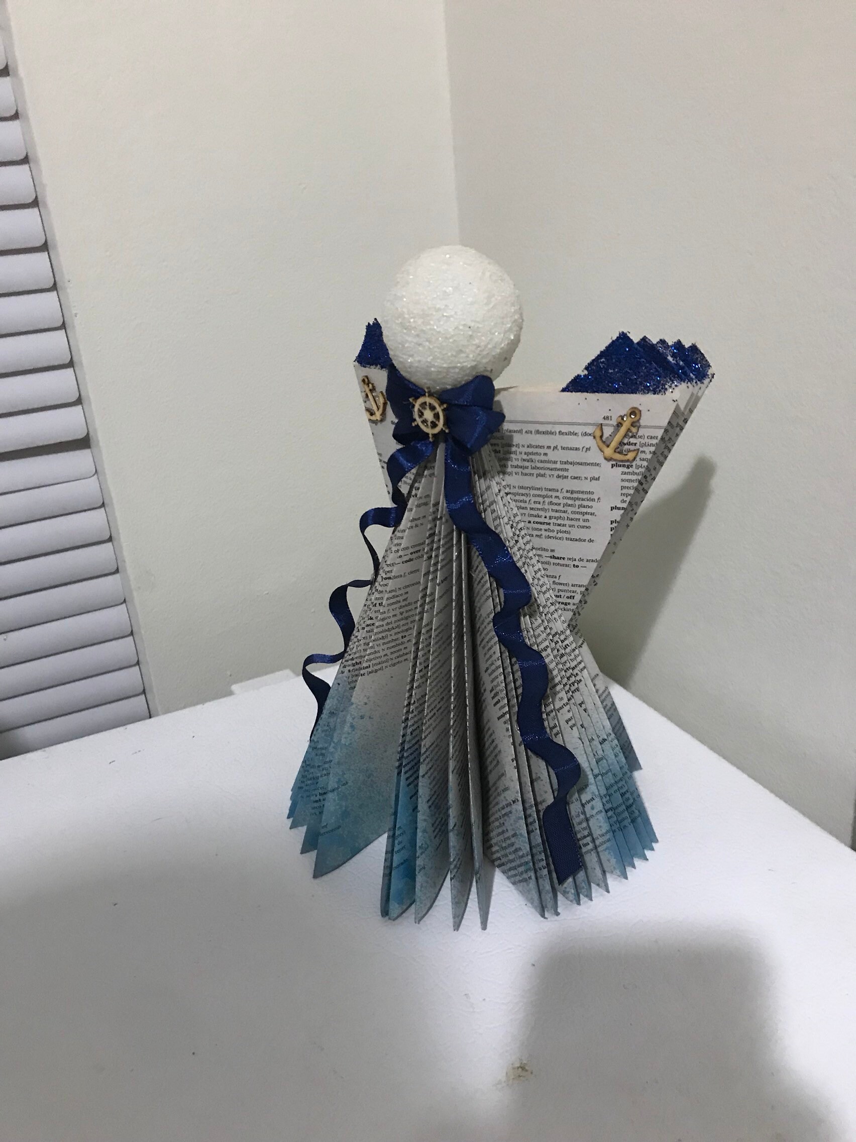 Navy Angel Recycled Book Art Sculpture - Etsy