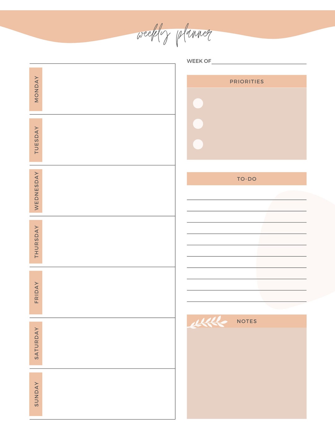 Boho Weekly Planner Printable - Etsy