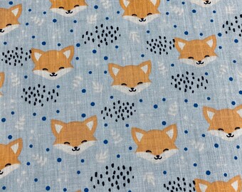 Blue Fox Fabric | Etsy