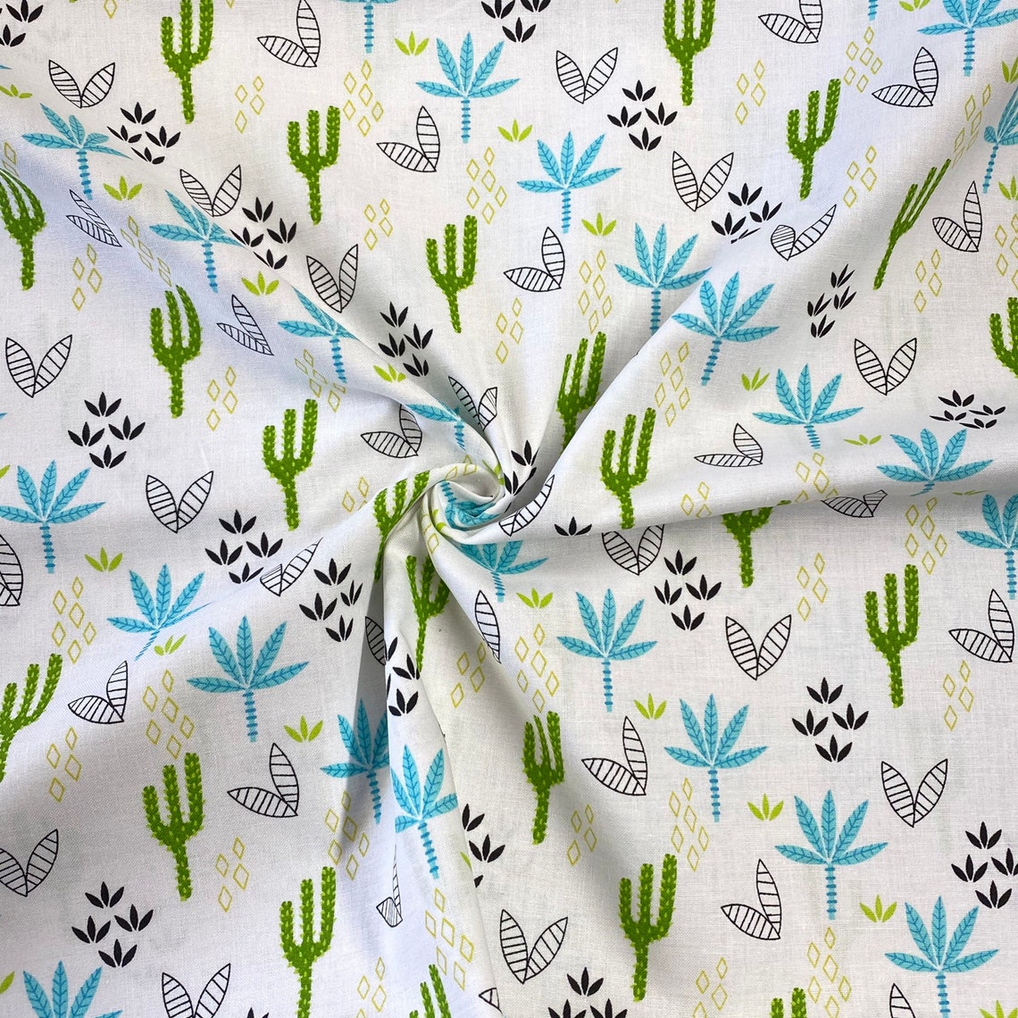 Cactus Cotton Fabric - Etsy UK