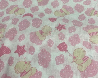 Pink Teddy Bear Cotton Fabric - Etsy