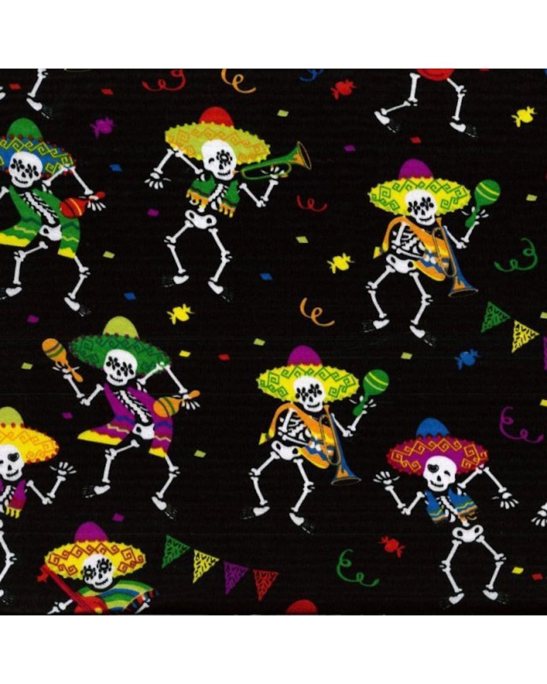 Mexican Skeleton Satin Halloween Fabric, by the Metre - Etsy