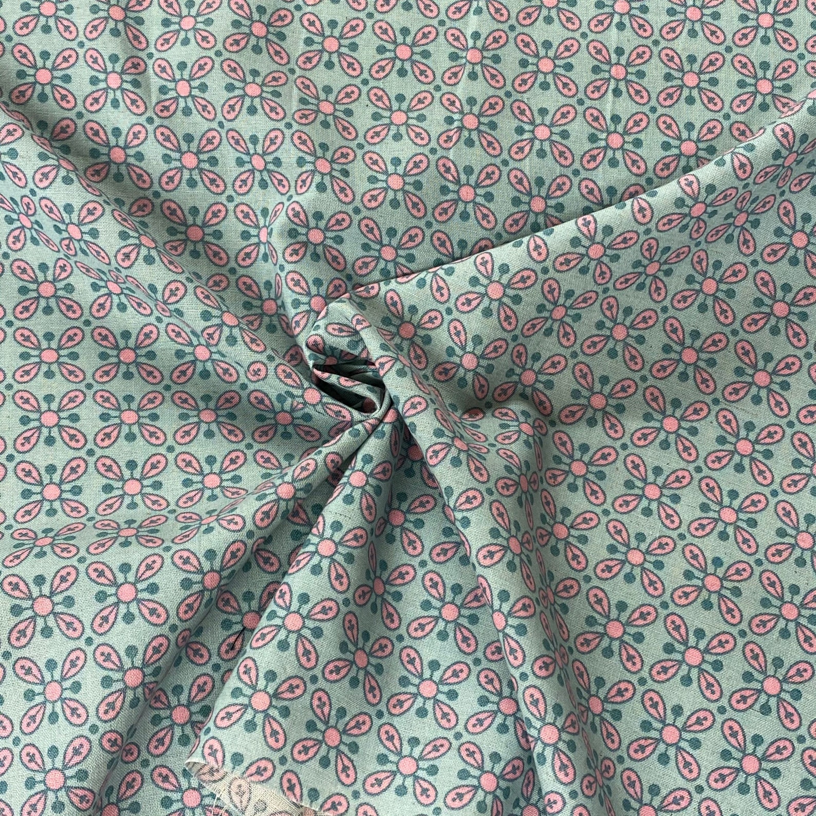 Blue Flower Ella Blue Cotton-linen Mix Fabric by Rosalie - Etsy UK