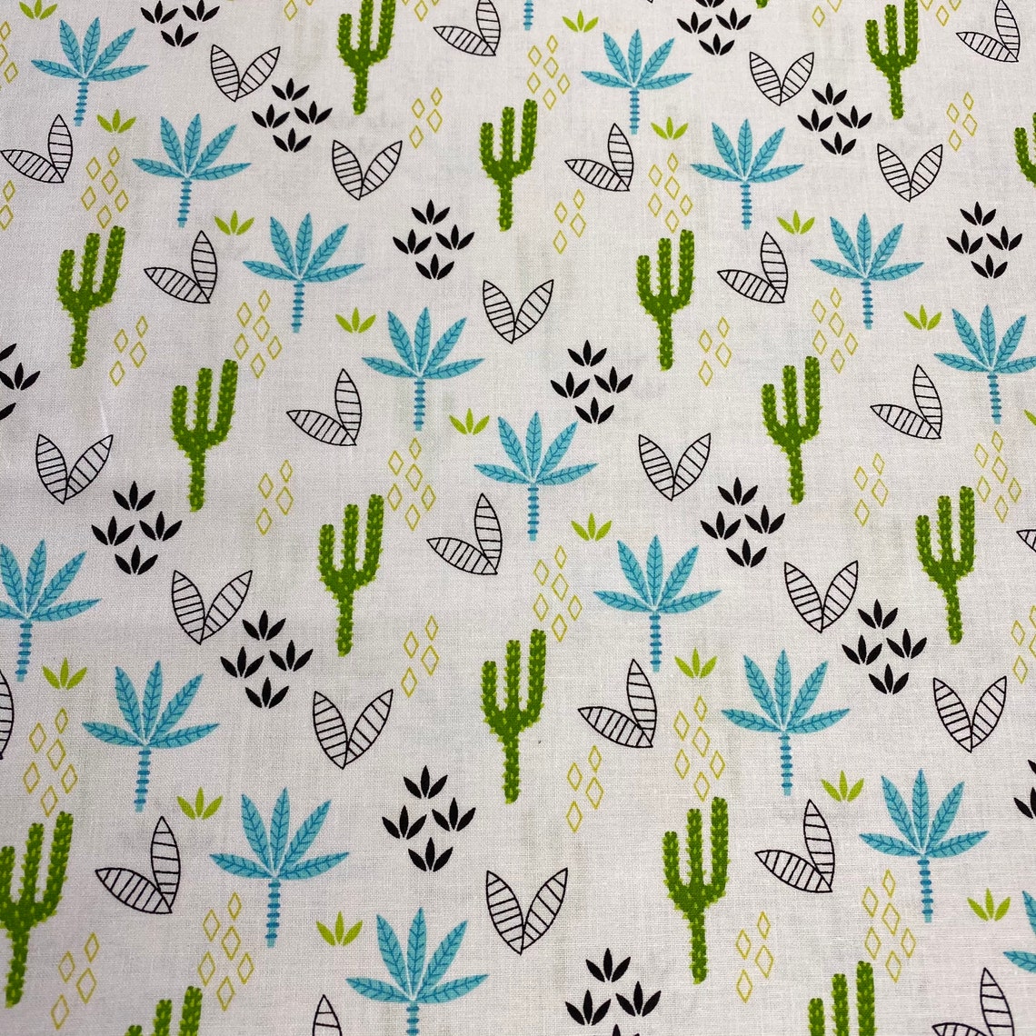 Cactus Cotton Fabric - Etsy UK