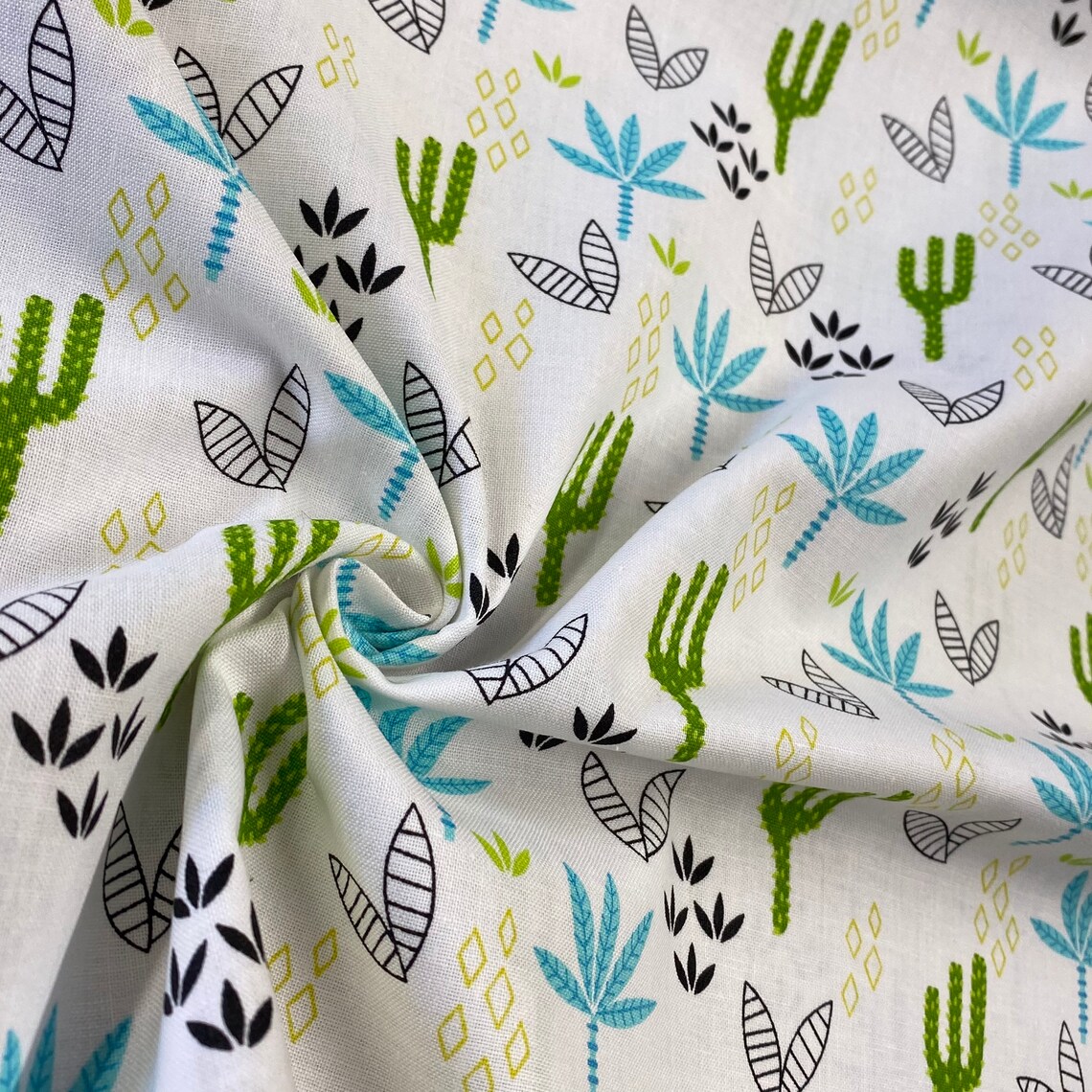 Cactus Cotton Fabric - Etsy UK