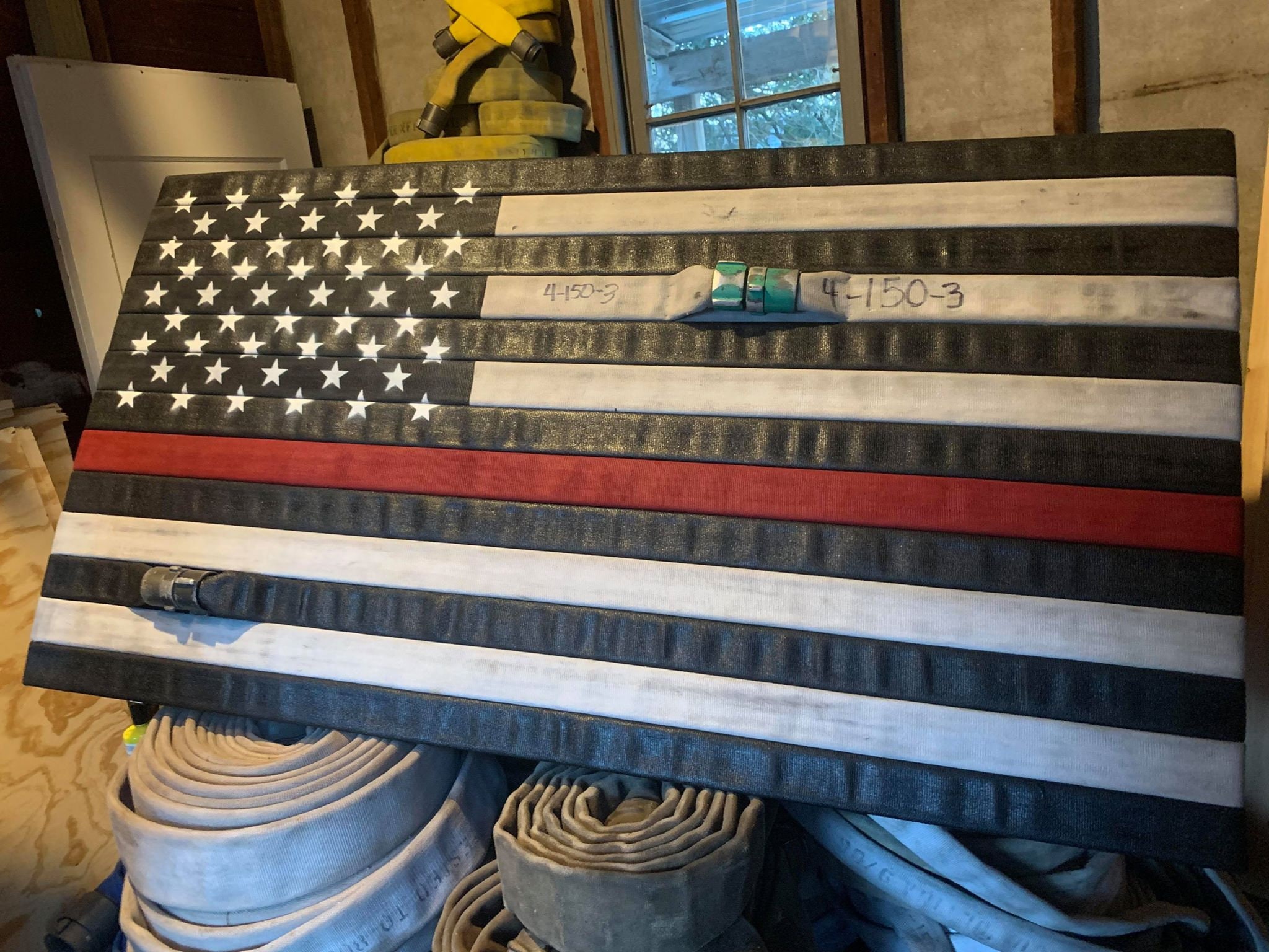 Fire Hose Flag With the Thin Red Line. Great Firefighter Flag for Wall ...