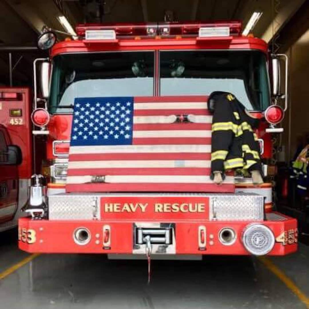 Fire Hose Flag, Wall Decor, Firefighter Gift, Handmade Flag ...