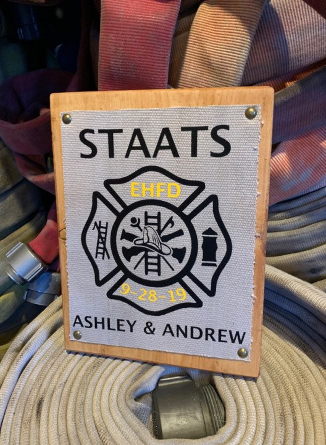 Fire Hose Sign Fully Custom. Great Firefighter Gift, Gift for ...