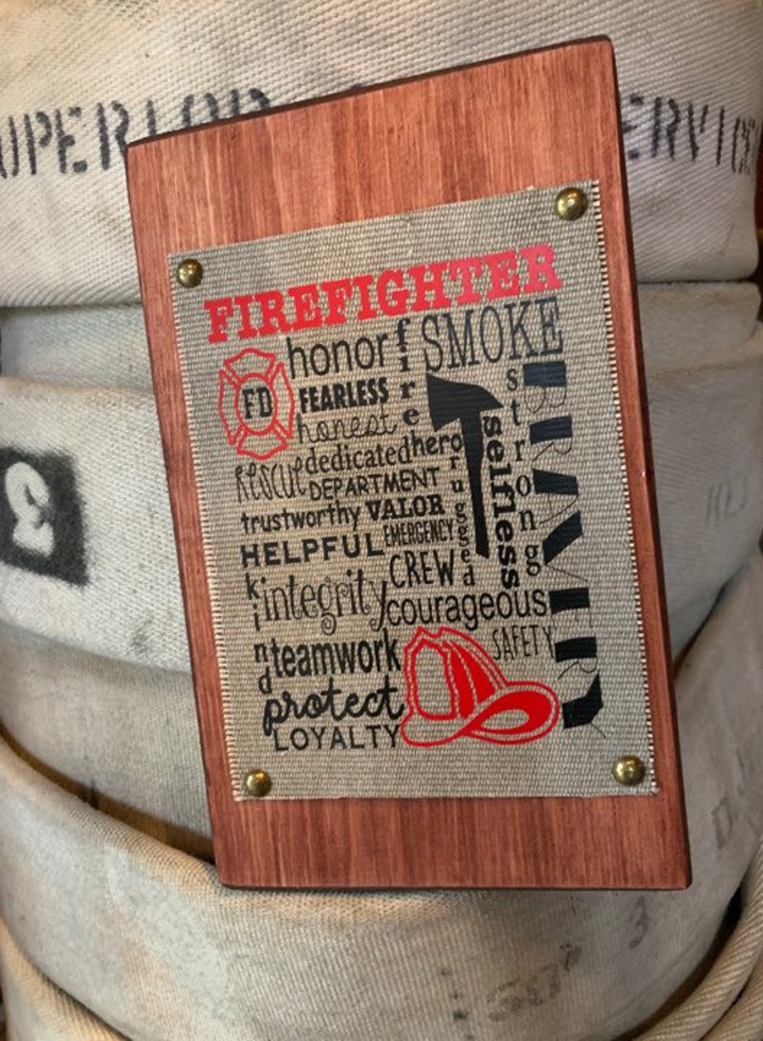 Fire Hose Sign With Firefighting in Small Words. Perfect Firefighter ...