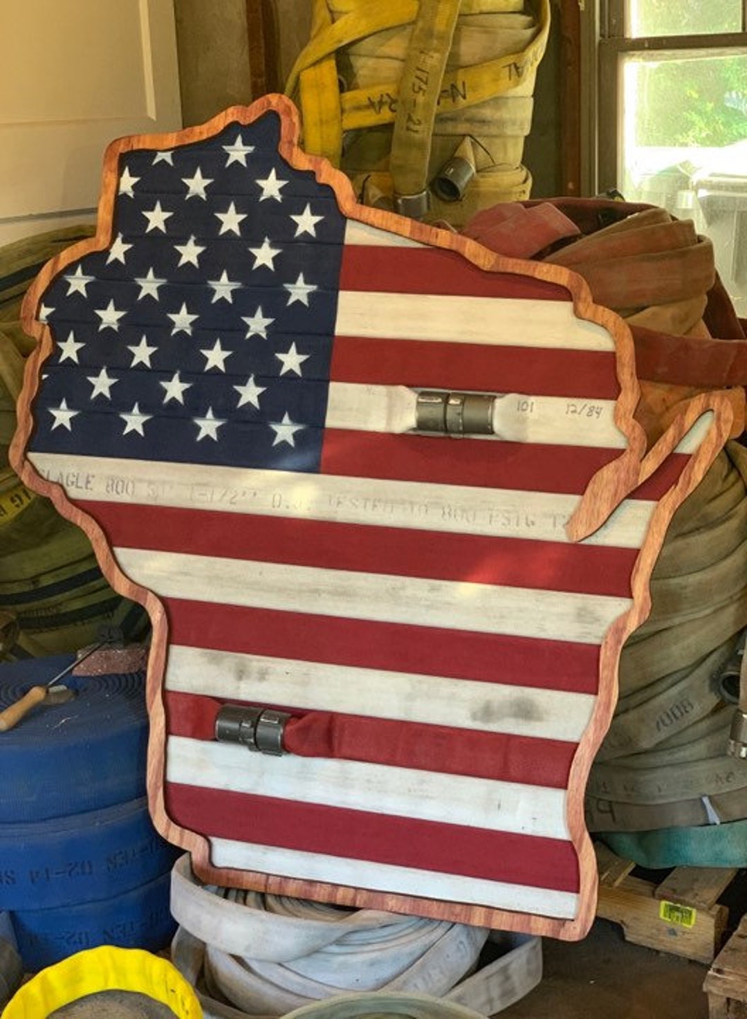 State Shaped Fire Hose American Flag. Show Your Pride for America & the ...