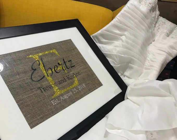 Custom Wedding Gift, Burlap Wedding Sign, Wedding Gift for Couple Gift ...