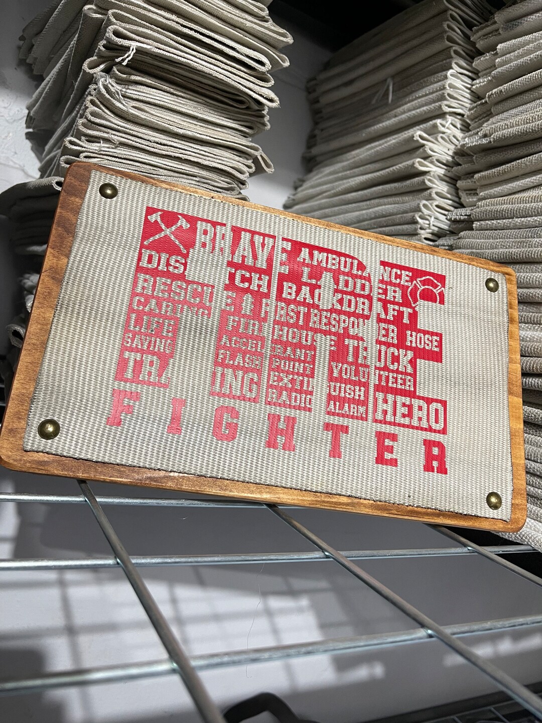 Fire Hose Sign With Firefighter Graphics: Firefighter, Gift for ...